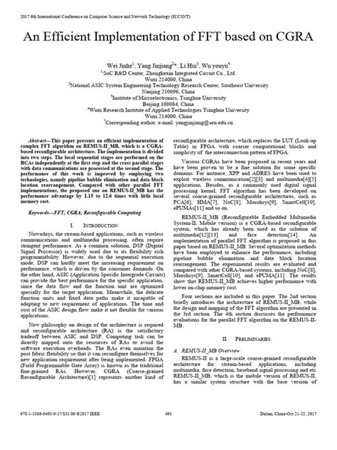 2017 An Efficient Implementation Of Fft Based On Cgra Pdf Fast