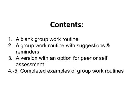 Group Work Routine