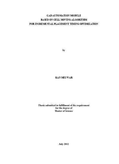 Gate Sizing And Buffering General Overview Of Incremental Placement Algorithms