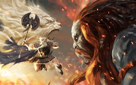 Godfrey First Elden Lord Serosh And Fire Giant Elden Ring Drawn By