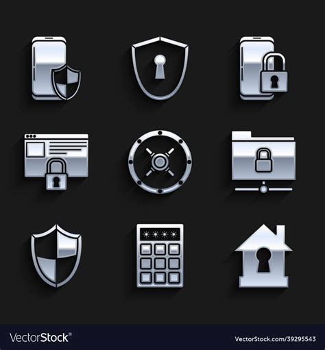 Set Safe Password Protection And Safety Access Vector Image