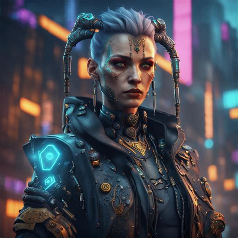 Beautiful Female Cyberpunk Warlock With Implants Close Ai Generated Artwork Nightcafe Creator