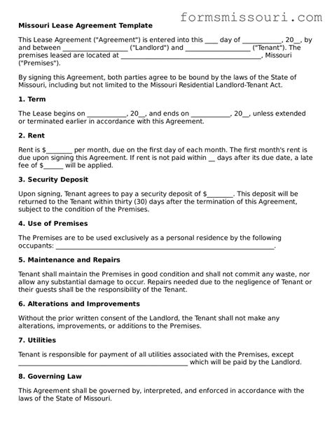 Valid Missouri Lease Agreement Forms ᐈ Blank Pdf Template