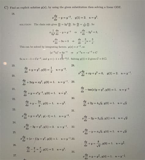 solved c find an explicit solution y x by using the given