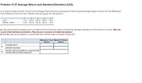 solved problem 11 17 average return and standard deviation