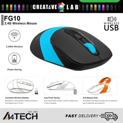 ORIGINAL A4TECH 2 4G Wireless Mouse FG10 FSTYLER COLLECTION BLUE Lazada PH