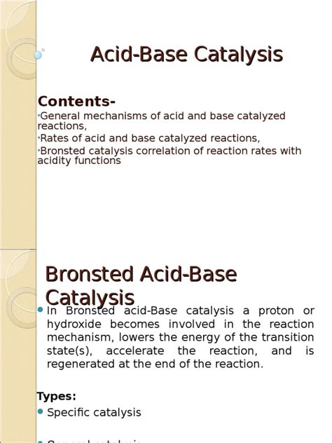Acid Base Catalysis Pdf Catalysis Acid