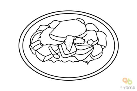广东传统小吃 炒糕稞简笔画 地方美食简笔画