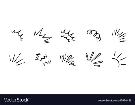 Doodle Radial Line Rays Hand Drawn Round Corner Vector Image