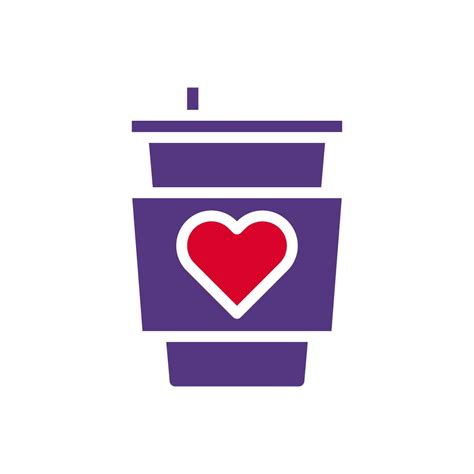 Cup Love Icon Solid Duocolor Red Purple Style Valentine Illustration