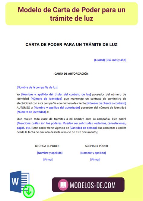 Carta Poder Para Luz