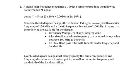 Solved Signal Mt ﻿frequency Modulates A 100 ﻿khz Carrier