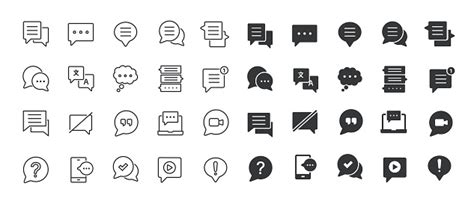 말풍선 얇은 선 및 글리프 단색 아이콘 모음입니다 편집 가능한 스트로크 채팅 대화 커뮤니케이션 말하기 정보 아이콘을 포함합니다 Brand Name Online