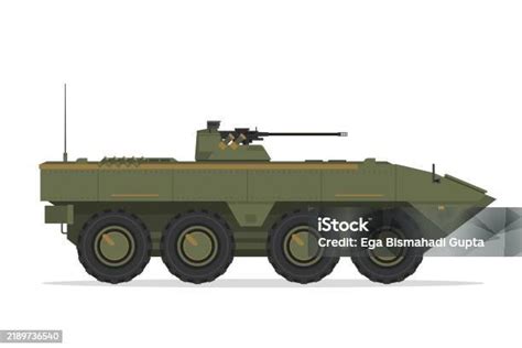 Armored Personnel Carrier Vector Element Flat Style Illustration Side View Apc On White