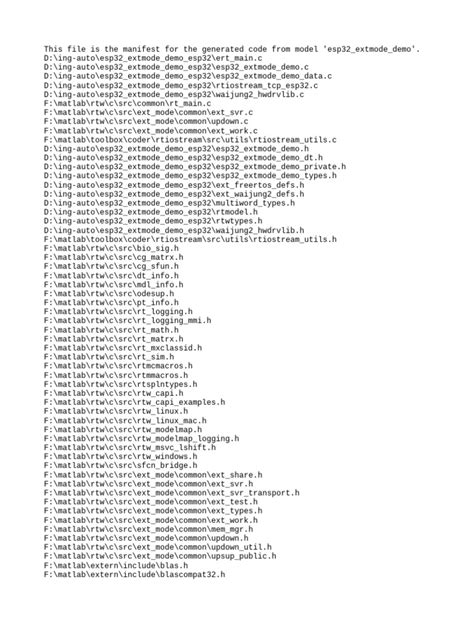 Esp32 Extmode Demo Manifest Pdf