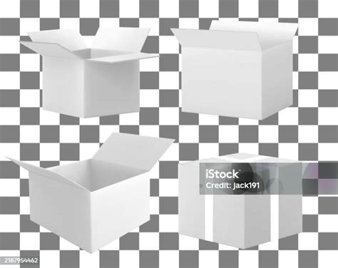 백색 마분지 상자 세트 빈 포장 제품 정연한 상자 모형 콘테이너 포장 기온변화도 메시 0명에 대한 스톡 벡터 아트 및 기타 이미지 0명 3차원 형태 개체 그룹