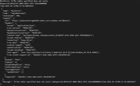 It Cant Catch The Error Tablenotfound Returned In Azurite When Use A