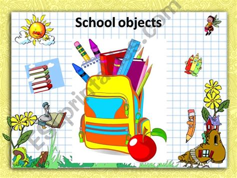 Esl English Powerpoints School Objects