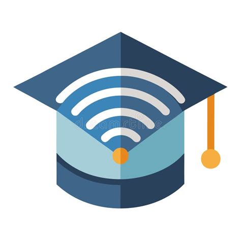 Online Education Graduation Cap With Wifi Symbol For Digital Learning Stock Vector