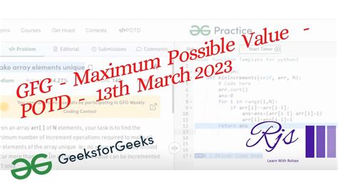 Maximum Possible Value Gfg Potd Mar 13 Python Rohan Shah Gfg Coding Potd