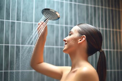 Premium Photo Young Woman Takes A Refreshing Shower To Clean Herself