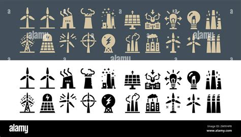 Windmill Turbine Vector Set Icons Renewable Energy Alternative Sources Energy And Eco Friendly