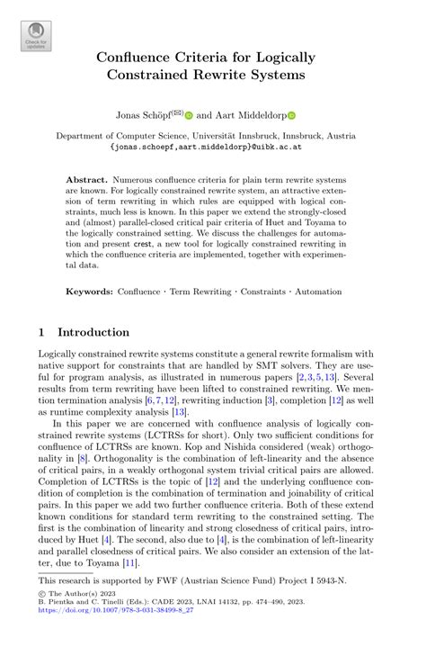Pdf Confluence Criteria For Logically Constrained Rewrite Systems