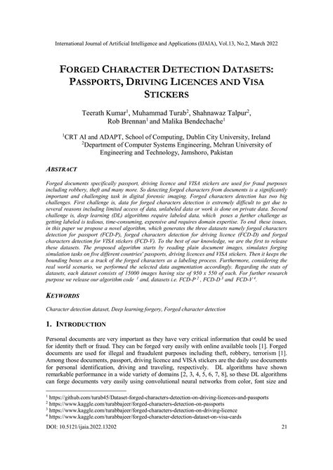 Forged Character Detection Datasets Passports Driving Licences And Visa Stickers Pdf