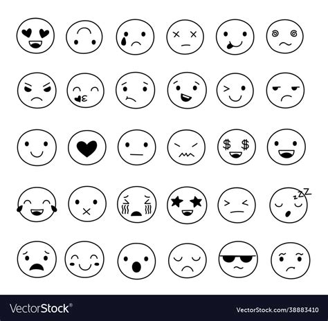 Doodle Smile Emoticons Image Emoticon Doodling Vector Image