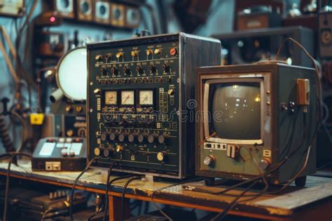 Vintage Oscilloscope Retro Electrical Device Generative Ai