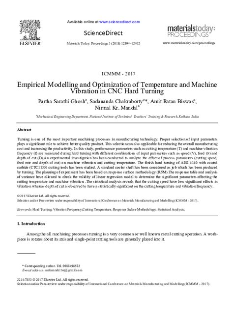 pdf empirical modelling and optimization of temperature and machine