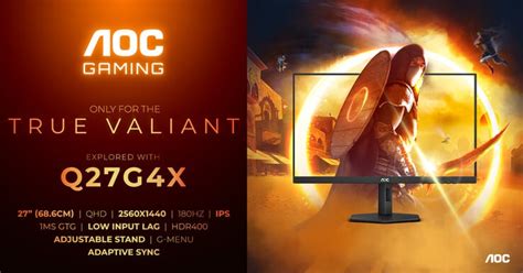 AOC AGON GAMING Q27G4X Gaming Monitor With 180Hz Refresh Rate And 1440p Resolution Announced