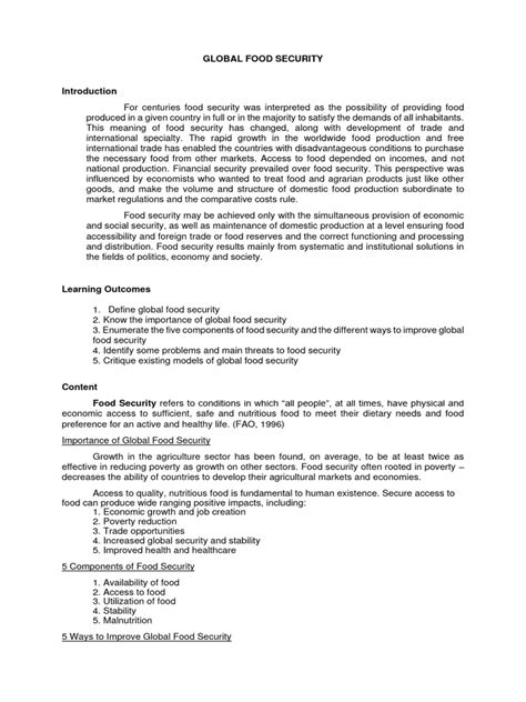 Tcw Module 12 Global Food Security Pdf Food Security Economics