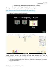Understanding Simple Harmonic Motion With PhET Simulation Course Hero