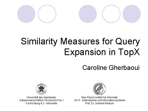 Similarity Measures For Query Expansion In Top X