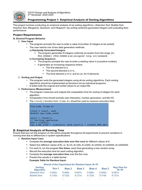 Cs111 Programming Project 1 2025 Pdf Algorithms And Data Structures Computer Programming