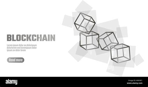 Blockchain Cube Chain Symbol On Square Code Big Data Flow Information Gray White Neutral