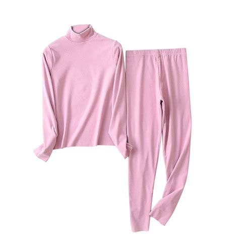Amzcrzy Solid Color Thick Warm Pajama Sets Long Sleeve Jogger Sets 2