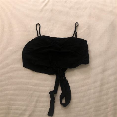 Brandy Melville Black Tie Back Crop Top Depop