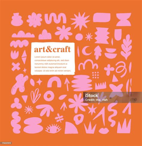 손으로 그린 순진하고 기괴한 추상 기하학적 포스터 전단지 및 배너 현대 현대 인물 다양한 유기적 모양 및 낙서 개체 벡터 그래픽