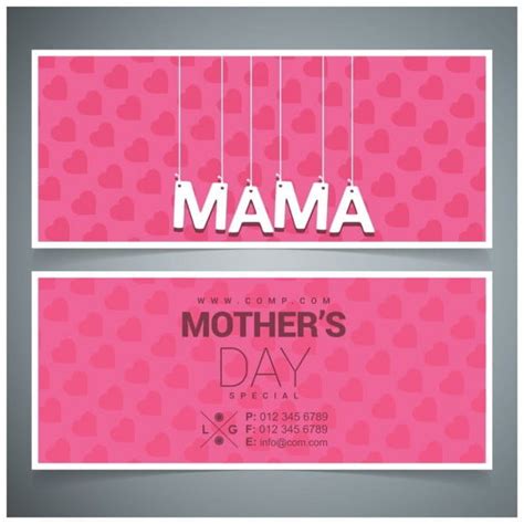 핑크 하트 어머니의 날 배너 Eps Uidownload