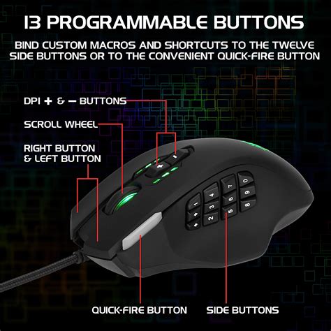 Enhance Theorem 2 Gaming Mouse 13 Programmable Buttons
