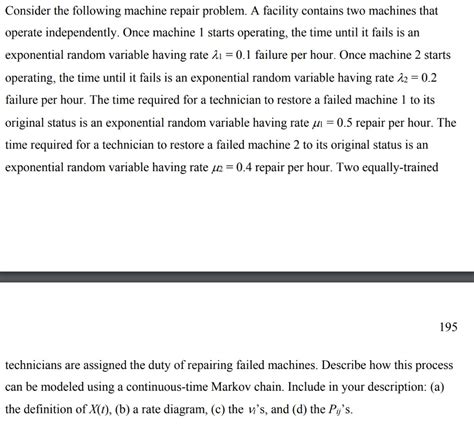 Consider The Following Machine Repair Problem A