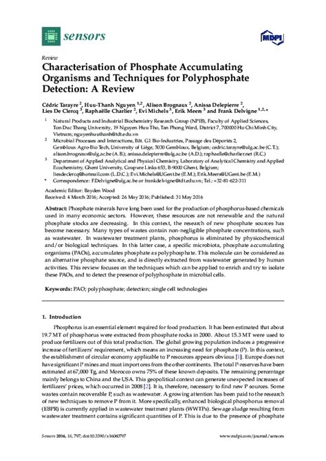 Pdf Characterisation Of Phosphate Accumulating Organisms And Techniques For Polyphosphate