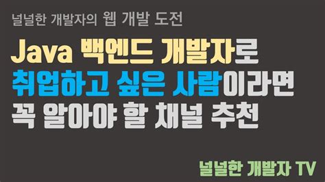 Java 백엔드 개발자로 취업하고 싶은 사람이라면 꼭 알아야 할 Youtube 채널 소개 Youtube