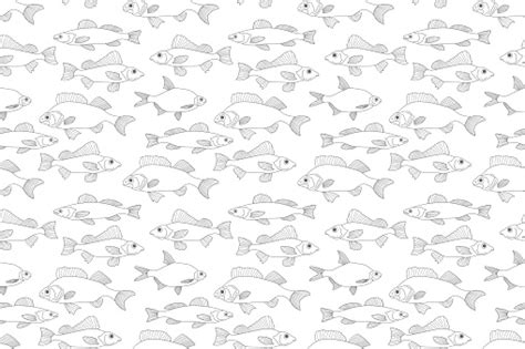 낙서 물고기 원활한 패턴입니다 해산물 배경입니다 손으로 그리기 아트 라인입니다 색칠 페이지 책 벡터 스톡 일러스트레이션입니다 Eps 10 강에 대한 스톡 벡터 아트 및 기타