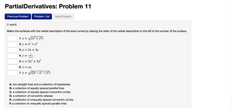 Solved Match The Surfaces With The Verbal Description Of The