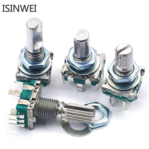 5pcs Lot 20 Position 360 Degree Rotary Encoder Ec11 W Push Button 5pin Handle Long 15mm 20mm