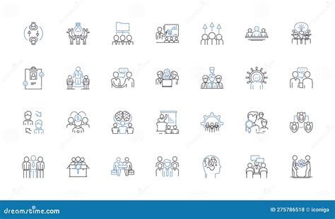 Synergy Harmony Line Icons Collection Alignment Teamwork Unity Collaboration Coordination