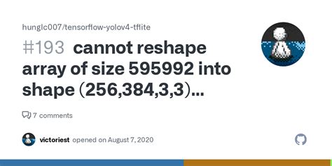 Cannot Reshape Array Of Size 595992 Into Shape 25638433 When Convert Yolov4 Tinyweight